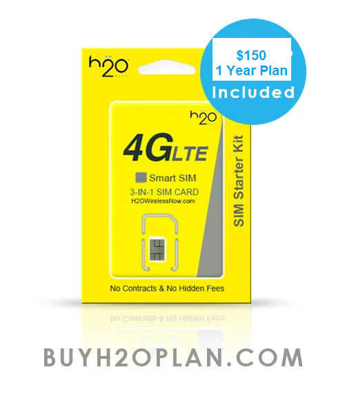 H2o Wireless SIM Card and $150 12-Month Plan - Buy H2O Plan